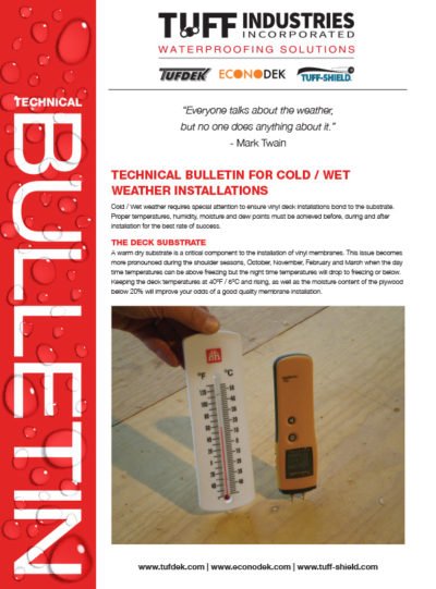 Vinyl Decking Technology Bulletins | Tuff Industries