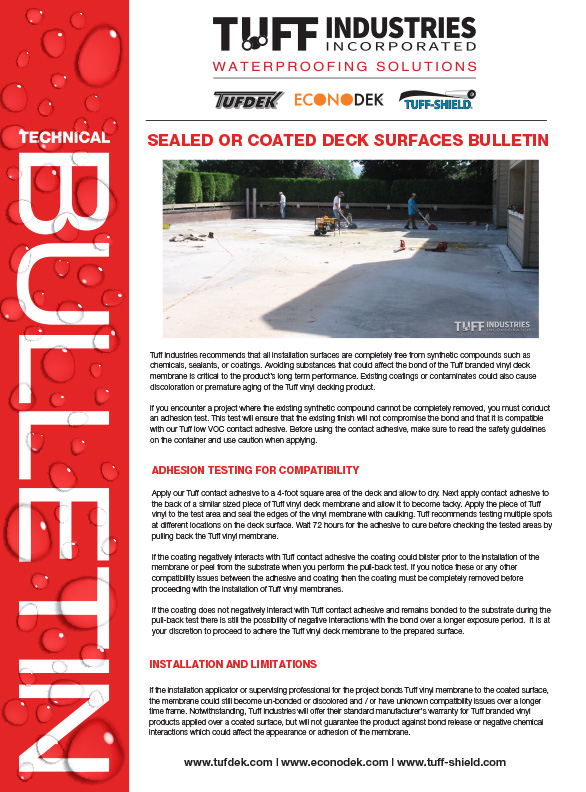 Vinyl Decking Technology Bulletins | Tuff Industries